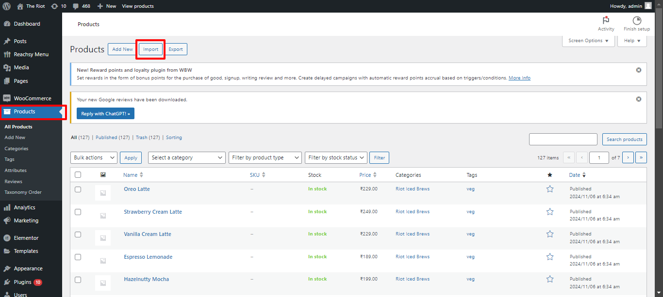 Importing the Menu Using WooCommerce Bulk Import - MenuMaster - Modern and Interactive ...